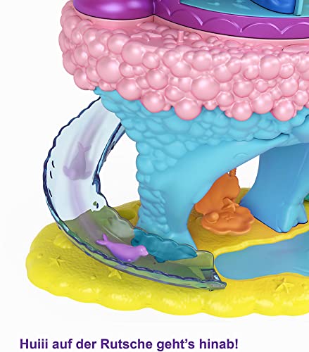 Polly Pocket Rainbow Funland Mermaid Cove Ride Playset, Polly & Mermaid Dolls, Accessories, Dispenser Feature for Surprises, Great Gift for Ages 4 & Up