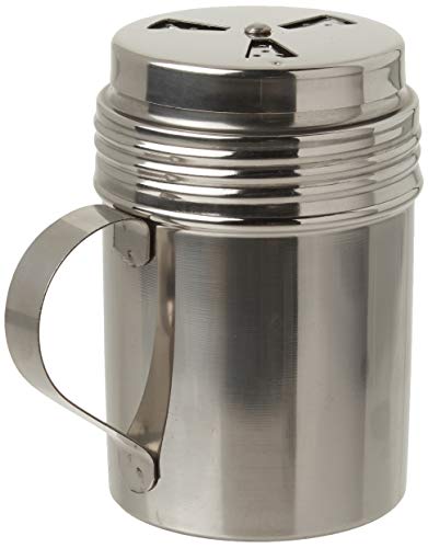 Tablecraft, 10 oz, Silver Stainless Steel Dry Rub Shaker with Handle, 10-Ounce