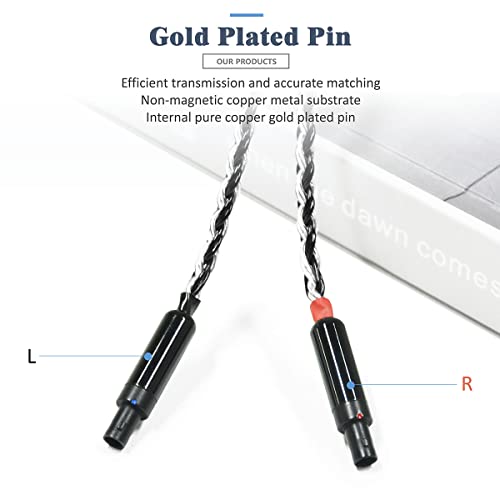 GUCraftsman 16 Strands 7N Single Crystal Copper/Silver Mixed Headphones Replacement Cables 4Pin XLR/2.5mm/4.4mm Balance for SENNHEISER HD800 HD800s HD820s HD820 Dharma D1000 (4.4mm Plug)
