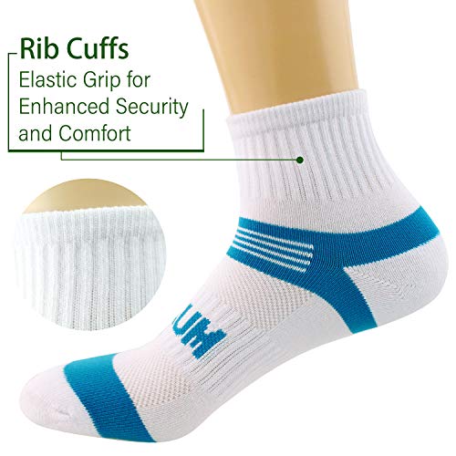 BIOAUM Men's Athletic Socks Size 10-13 - 6 Pairs Cotton Quarter Socks for Running, Workout, Work