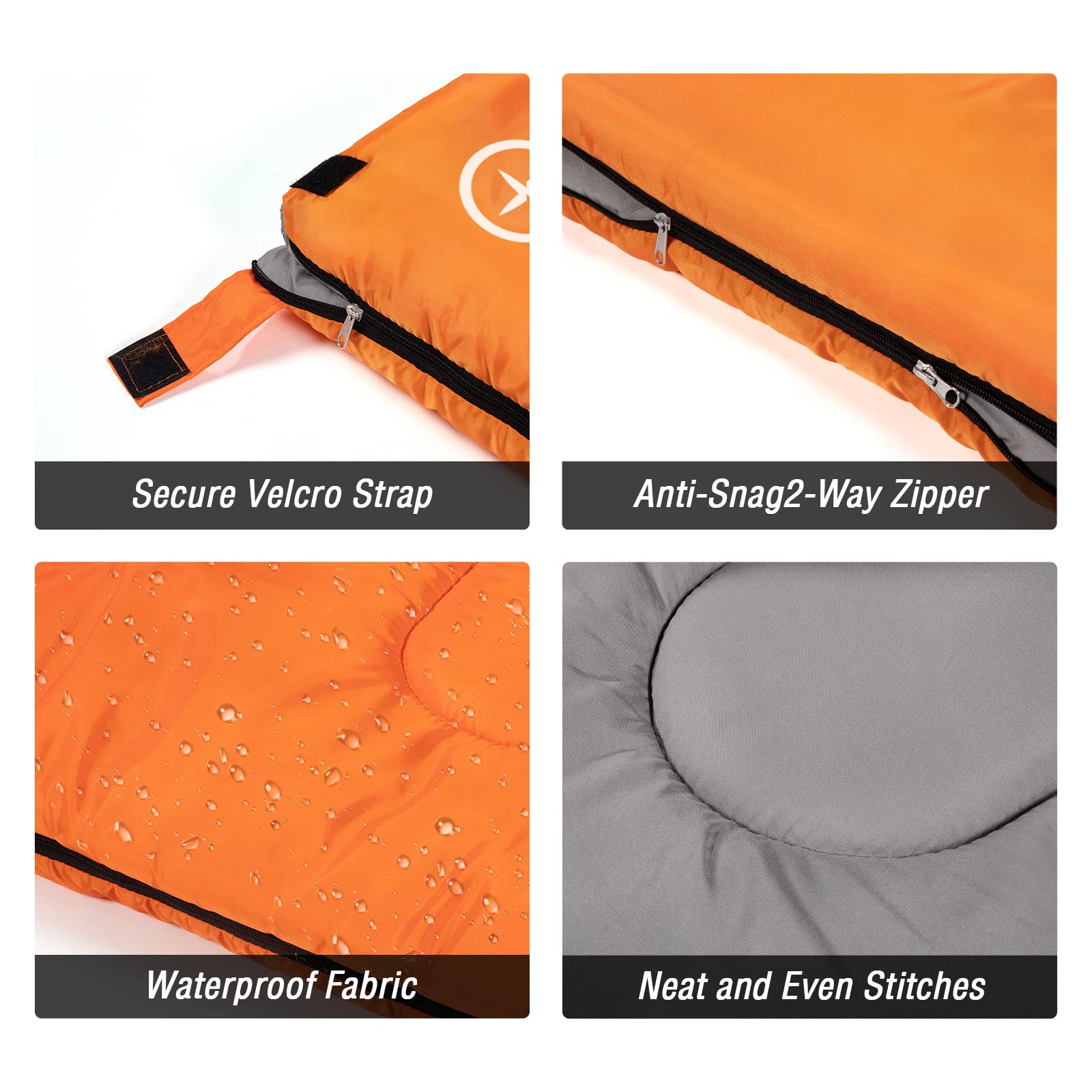 Camping Sleeping Bag for Adults Kids 4 Season Cold & Warm Weather - Ultralight Waterproof Envelope Sleeping Bag with Compression Sack for Indoor Outdoor Hiking Backpacking Use