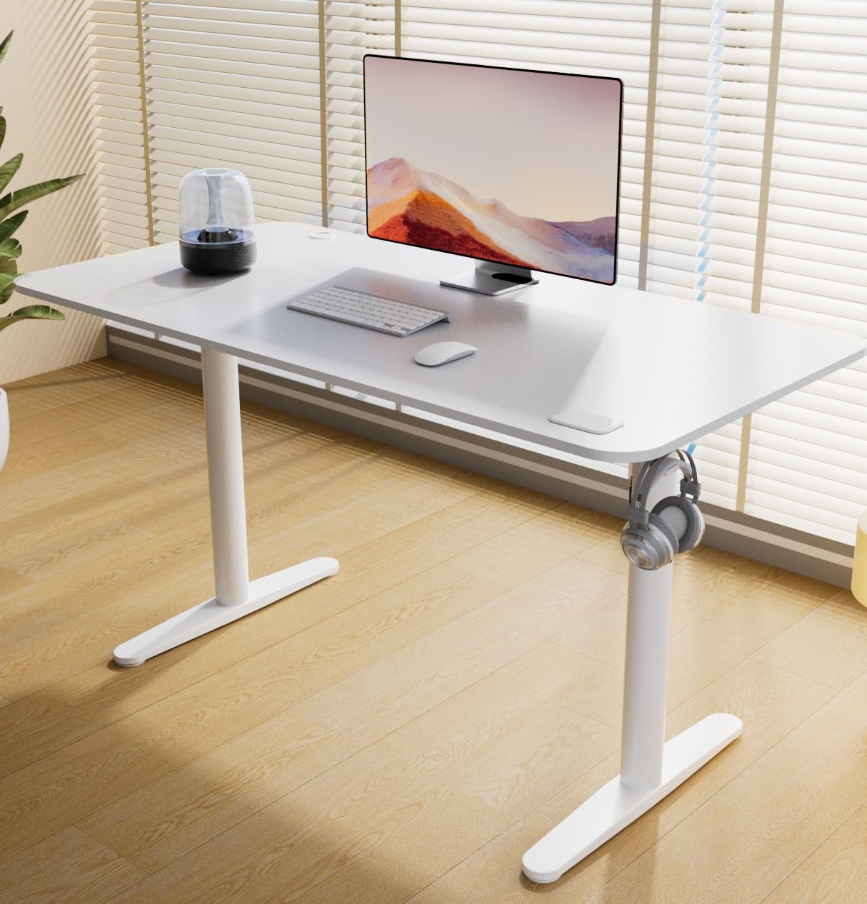 Generic Adjustable Standing Desk Home Office Workstation (White, 55 * 28 inch)