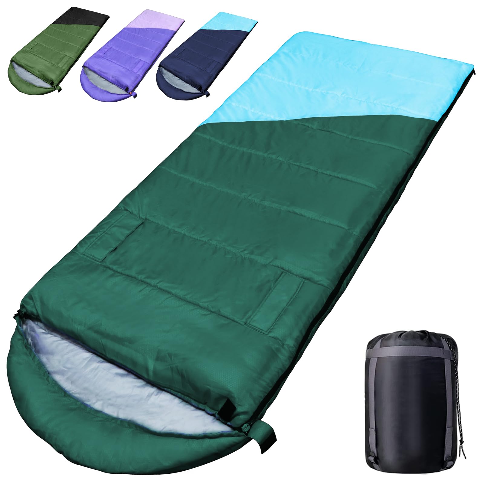 Camping Sleeping Bag for Adults Girls Boys All Season Spring Summer Fall Early Winter - Waterproof for Traveling Hiking