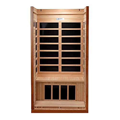 Dynamic Barcelona 1 to 2 Person Hemlock Wood Low EMF FAR Infrared Sauna For Home with LED Control Panel and Tempered Glass Door - Curbside Delivery