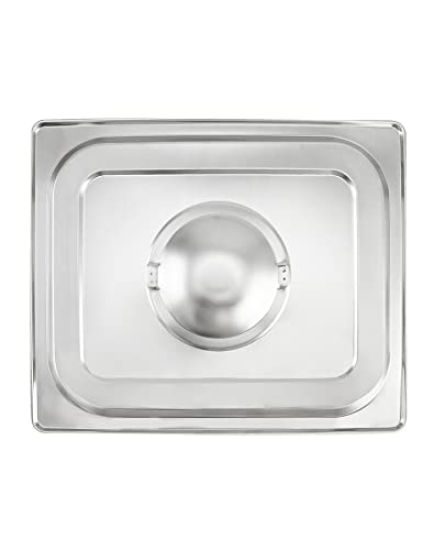 QWORK Solid Pan Lid with Handle, 2 Pack Stainless Steel Steam Table Pan Cover, for 1/2 Size Steam Pans