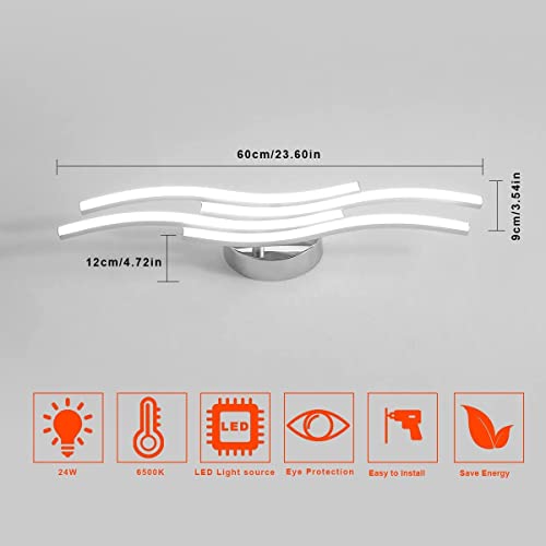 Goeco 4-Light Modern Ceiling Light 24W 2200LM LED Ceiling Light Fixture Neutral White 4000K Curved Design Flush Mount Ceiling Lamp for Hallway, Kitchen, Bedroom, Living Room 110V(Natural White)