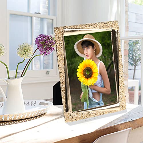 Kamiaha 5x7 Gold Picture Frame with High Definition Glass,2 Pack Modern Metal Photo Frame Display for Wall or Tabletop Display, Great Gift for Christmas or Wedding