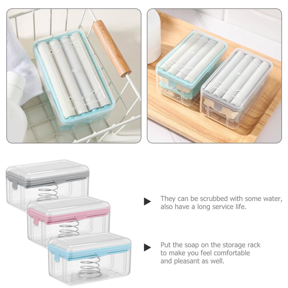 Cabilock 3pcs Box Soap Dish Foaming Holder Soap Foaming Case Soap Drainer Soap Foaming Tool Soap Container Foaming Soap Dish Soap Dishes for Bar Soap Household Soap Holder Travel Pp