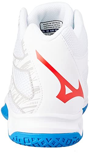 Mizuno Men's Running Volleyball Shoe, Wht Fieryred Frenchblue, 16