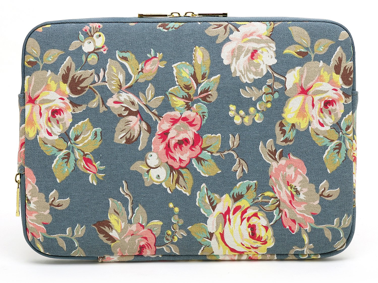 kayond Water-Resistant Canvas 13.3 Inch Laptop Sleeve-Blue Water Hyacinth