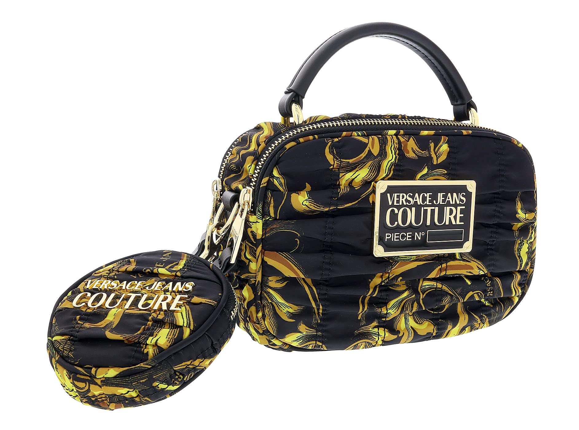 VERSACE JEANS COUTURE Black/Gold Small Nylon Shoulder Bag with Coin Purse for womens