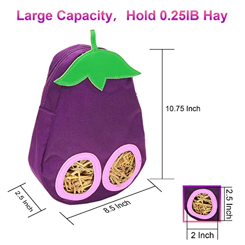 Guinea Pig Hay Feeder, Rabbit Hay Feeder Bag with Zipper Closure for Bunny Chinchilla Small Animals, Large Capacity Less Waste, Reduce Mess and No Odor (Purple)