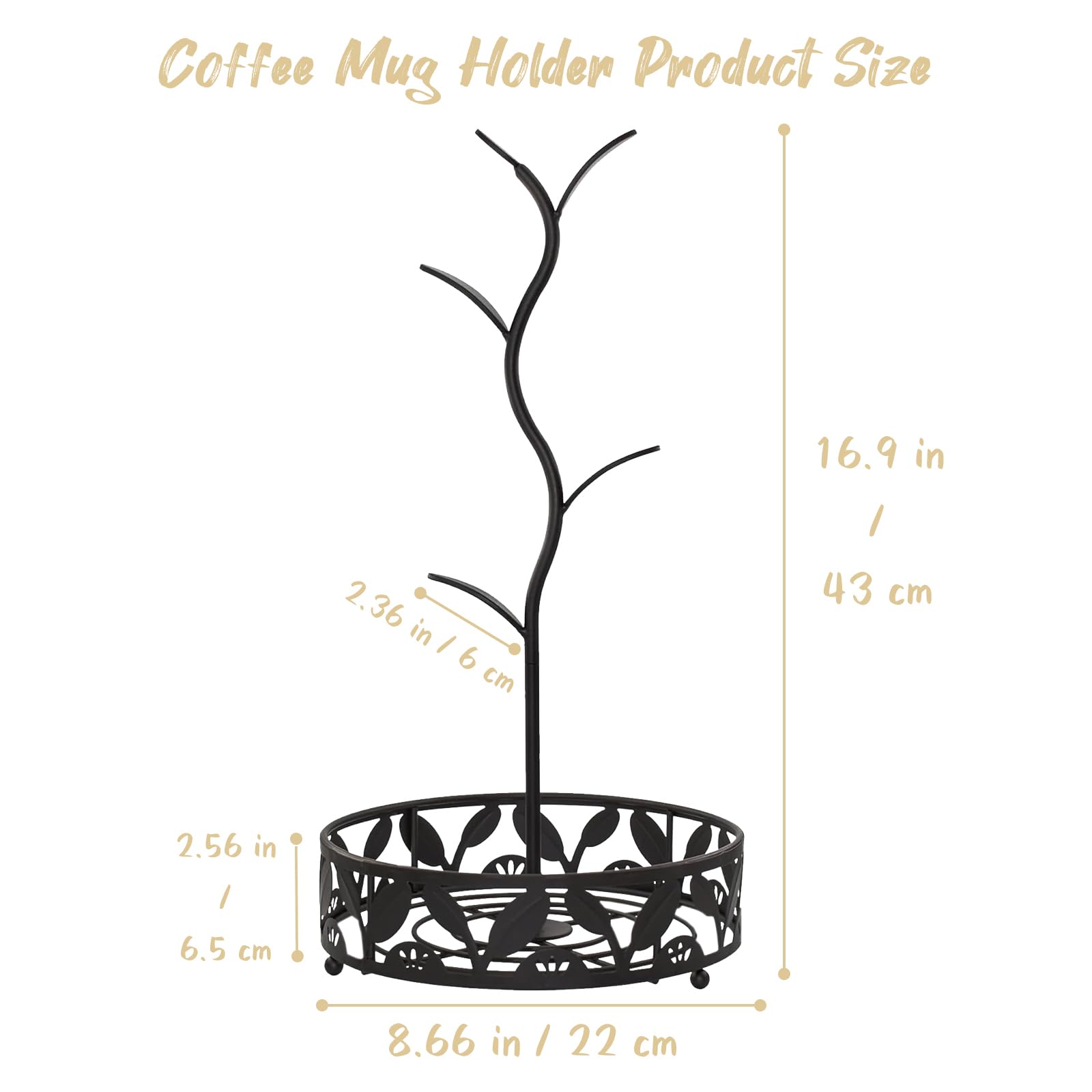 FAYAMILA Mug Holder, Countertop Mug Tree,Space Saving Coffee Cup Holder for Countertop,Ideal Coffee Bar Organizer & Kitchen Organizer