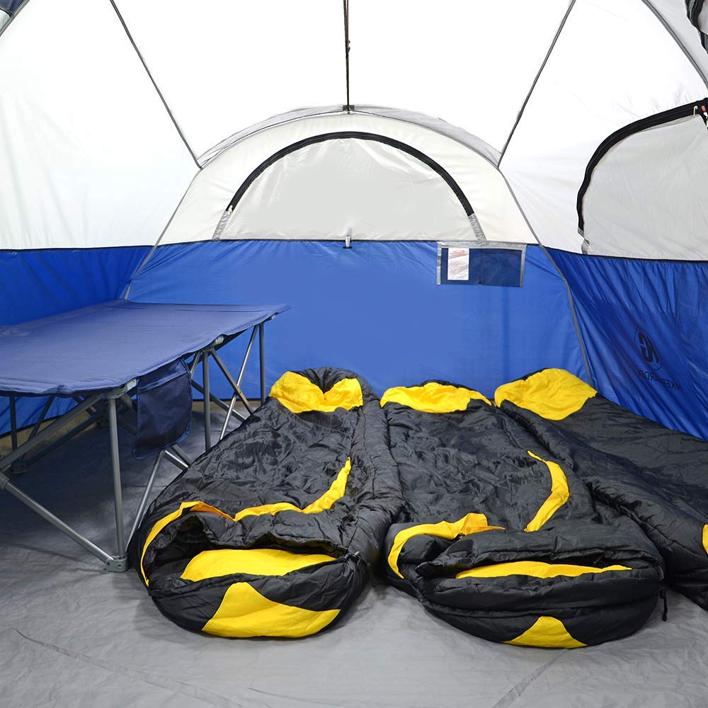 CAMPROS CP Tent-12-Person-Camping-Tents, Waterproof Windproof Family Tent with Top Rainfly, 6 Large Mesh Windows, Double Layer, Easy Set Up, Portable with Carry Bag - Red