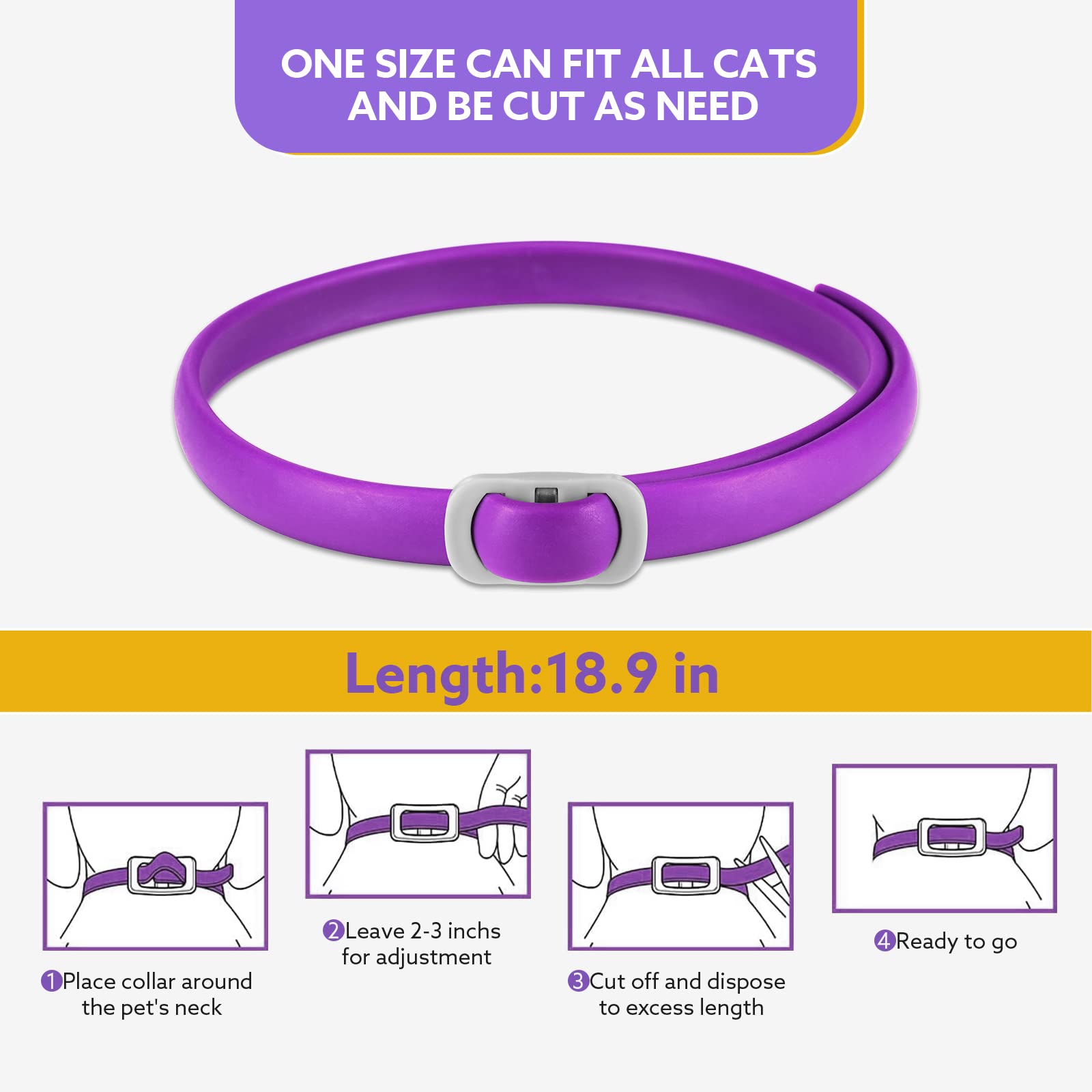 FRDUGA Calming Collar for Cats, Cat Calming Collar, All New Calming Pheromone Collar for Cats, Cat Pheromone Collar, Cat Calming Collar for Anxiety, Efficient Relieve Anxiety and Stress(4 Pcs)