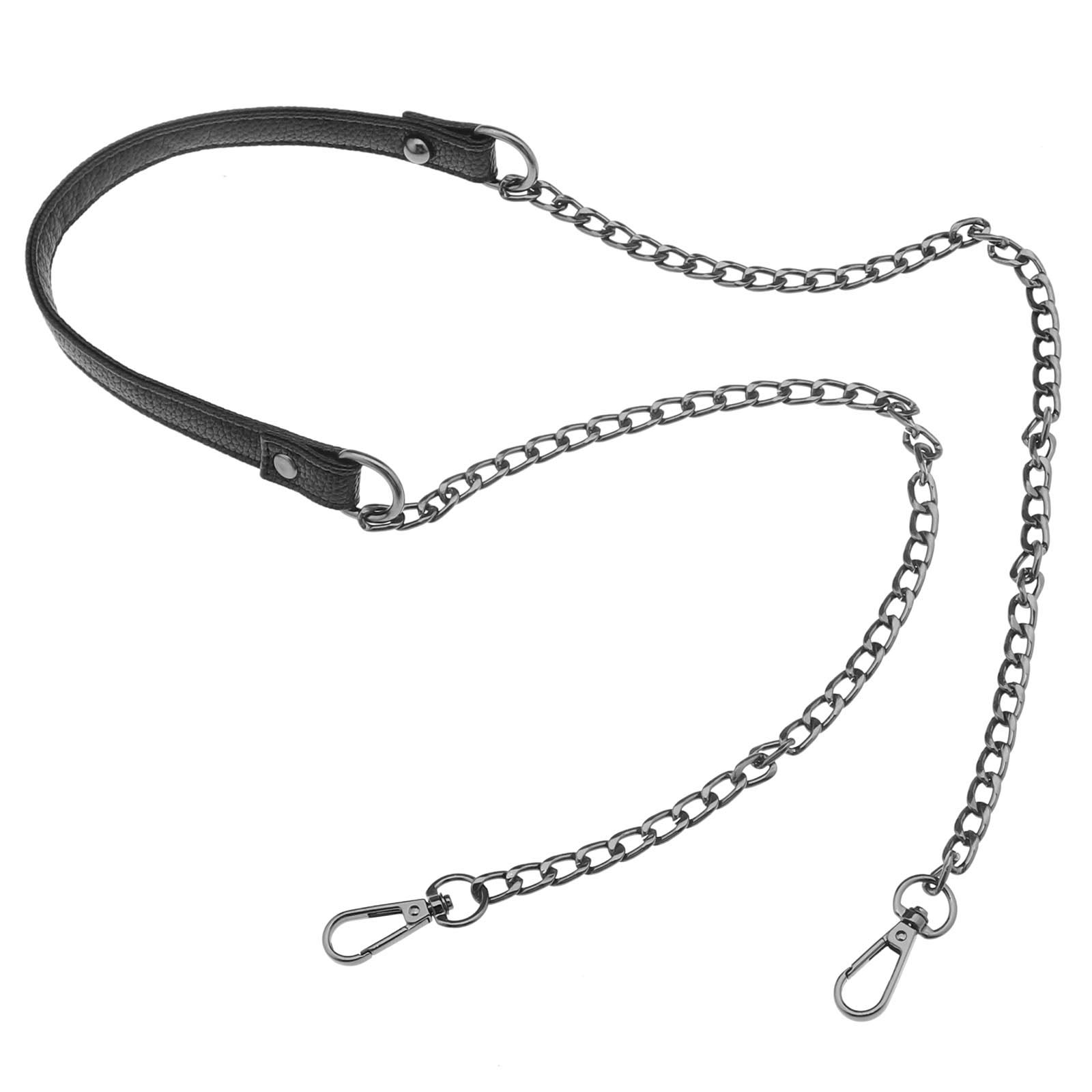Purse Chain Strap, Slim Black Leather Wrist Strap Replacement for Handbag Shoulder Cross Body Bag - 47 Inch
