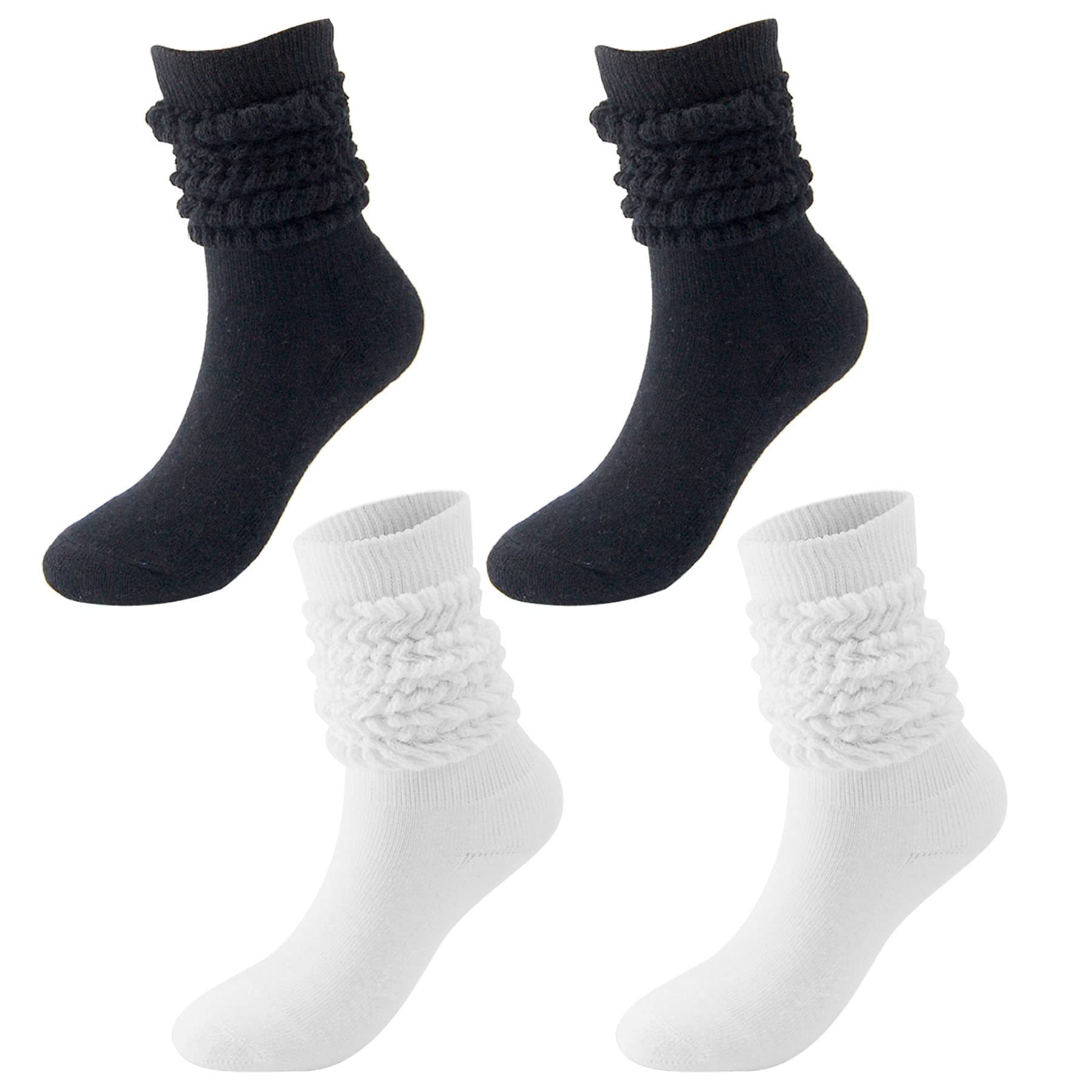 Colyltoy 2 Pair Womens Slouch Socks, Soft Stacked Scrunch Socks,Cotton Slouchy Socks for Women Size 9-11