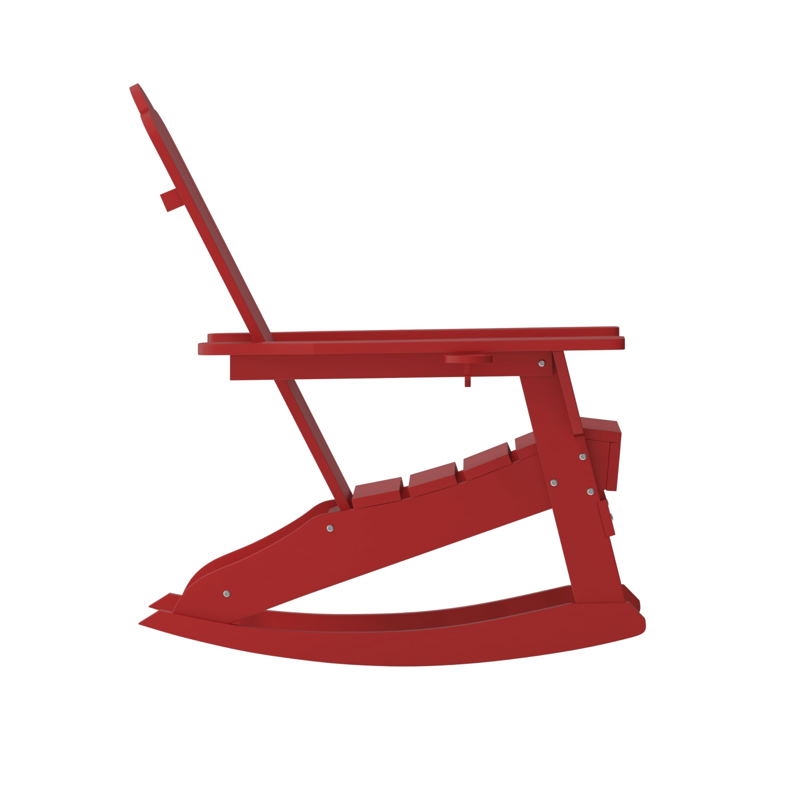 Flash Furniture Newport Adirondack Rocking Chair with Cup Holder, Weather Resistant Poly Resin Adirondack Rocking Chair, Red