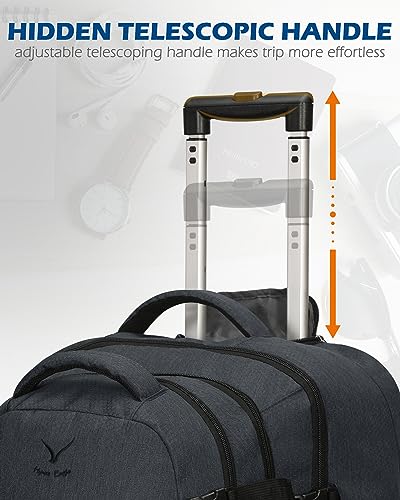 Hynes Eagle 2 in 1 Travel Backpack 22 inches Carry on Luggage 63L Rolling Backpack for Men Women with Packing Cubes 3PCS Set