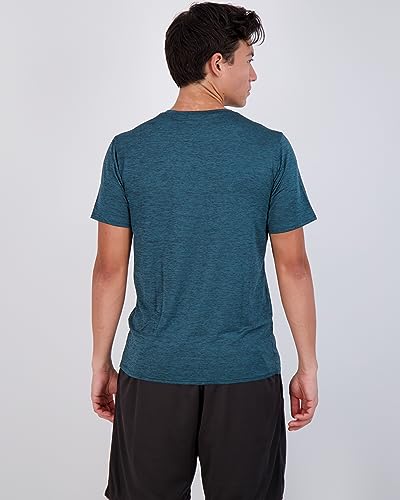 Real Essentials Mens Quick Dry Fit Dri-Fit Short Sleeve Active Wear Training Athletic Crew T-Shirt Gym Wicking Tee Workout Casual Sports Running Tennis Exercise Undershirt Top, Set 1, M, Pack of 5