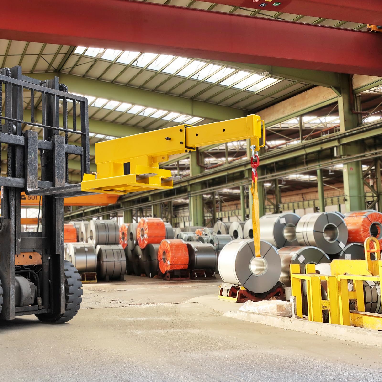 Garvee Forklift Jib Crane, Adjustable Forklift Mobile Crane Manual Telescopes 45"-78", 2.5T Capacity, Flexible Adjustment Holes, Ideal for Warehouse, Factories, Construction(5500 Lbs Lift Capacity)