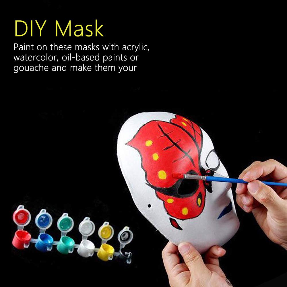 Lynkaye White Plain Masks,16 pcs DIY Unpainted Masquerade Masks Craft Mardi Gras Dance Cosplay Party Mask Costume (16 Pcs) (Style A)