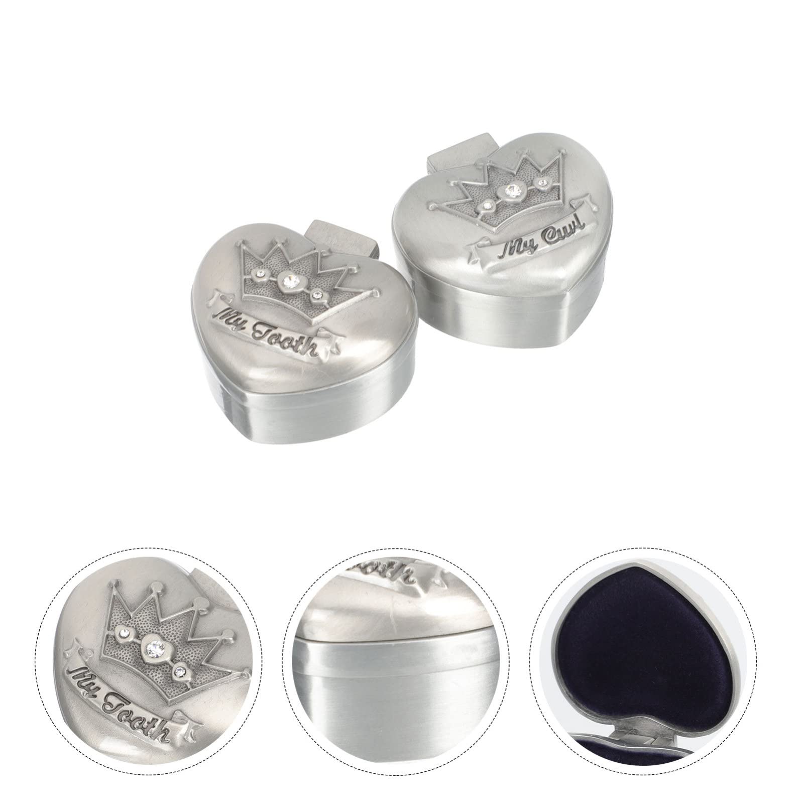 DOITOOL 2Pcs Kids First Curl and Fairy Tooth Keepsake Box Alloy Baby Tooth Box Baby First Haircut Keepsake First Tooth Storage Box Baby Keepsake Box for Tooth Hair Holder Silver