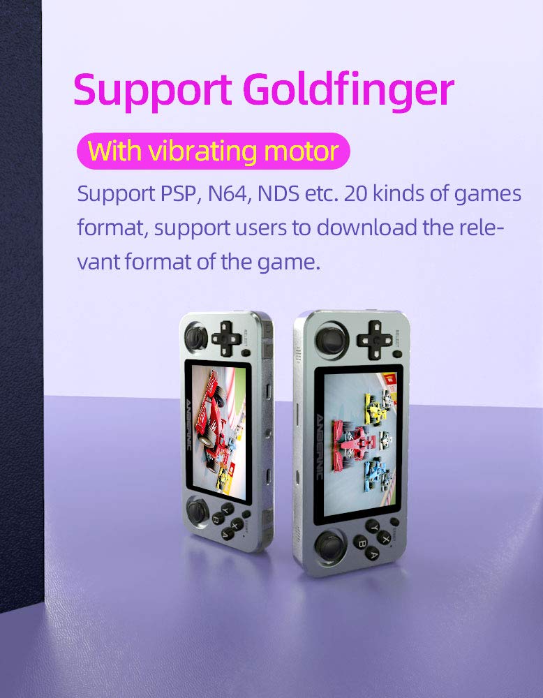 MJKJ RG351M Handheld Game Console , Aluminum Alloy Shell 64G TF Card 2500 Classic Games Support WiFi Function Open Source System RK3326 Chip 3.5 Inch IPS Screen (Gray)