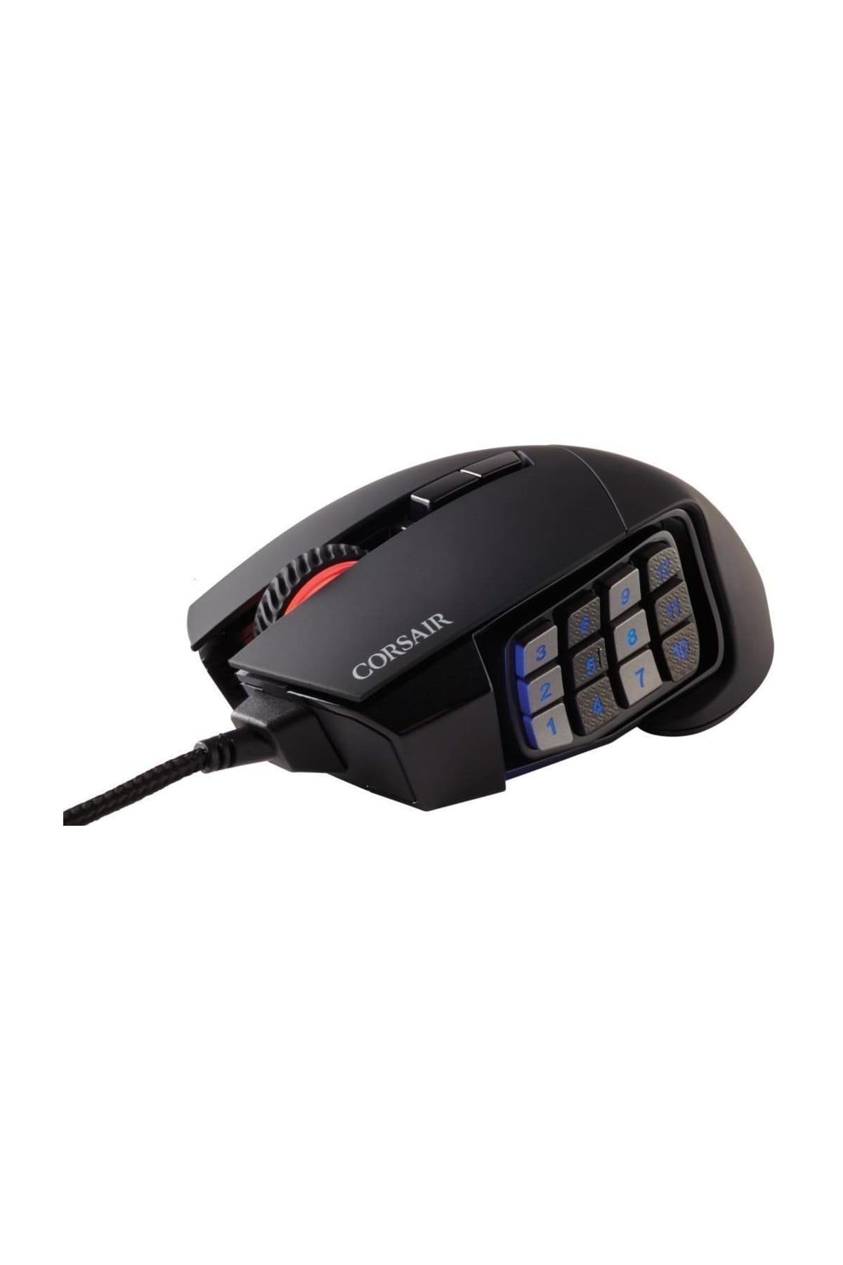 Corsair Scimitar Elite RGB Optical MOBA/MMO Gaming Mouse (18000 DPI Optical Sensor, 17 Programmable Buttons, 4-Zone RGB Multi-Colour Backlighting, Contoured Shape, On-Board Storage) - Black