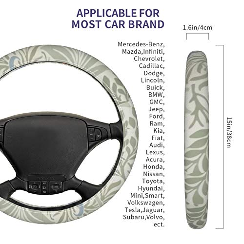 William Morris Larkspur Floral Pattern Carbon fiber steering wheel 3D sticker inner wheel button decorative cover trim
