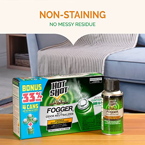 Hot Shot Fogger With Odor Neutralizer, Kills Roaches, Ants, Spiders & Fleas, Controls Heavy Infestations, 24 Count, 2 Ounce