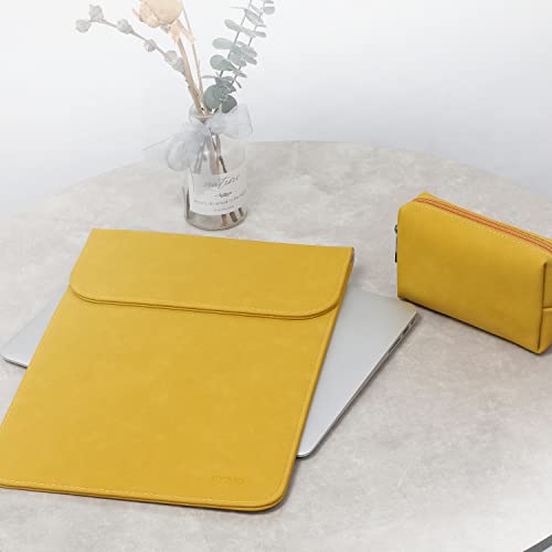 HYZUO 13.3-14 Inch Laptop Sleeve Case Compatible with MacBook Pro 14 M2/M1 Pro/Max A2779 A2442 2021-2023, MacBook Air 13 Inch 2010-2017, with Accessory Bag-Olive Yellow