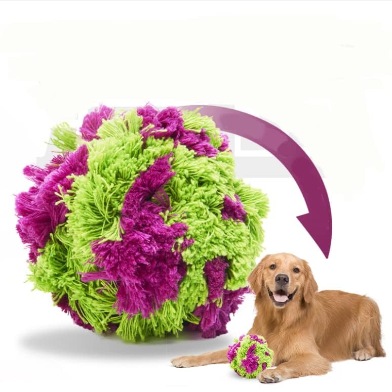 Edlike Seaweed Dog Ball Toy Fluffy Natural Cotton Bog Ball Grinding Teeth Dog Toy Durable Chewer Toys for Large Medium Breed Dogs