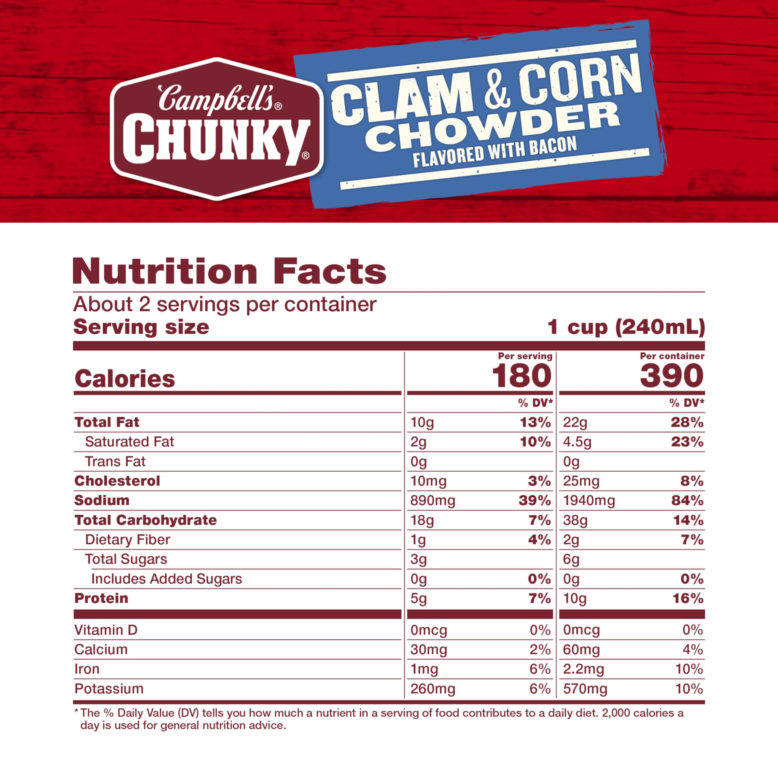 Campbell's Chunky Soup, Clam and Corn Chowder, 18.8 Oz Can