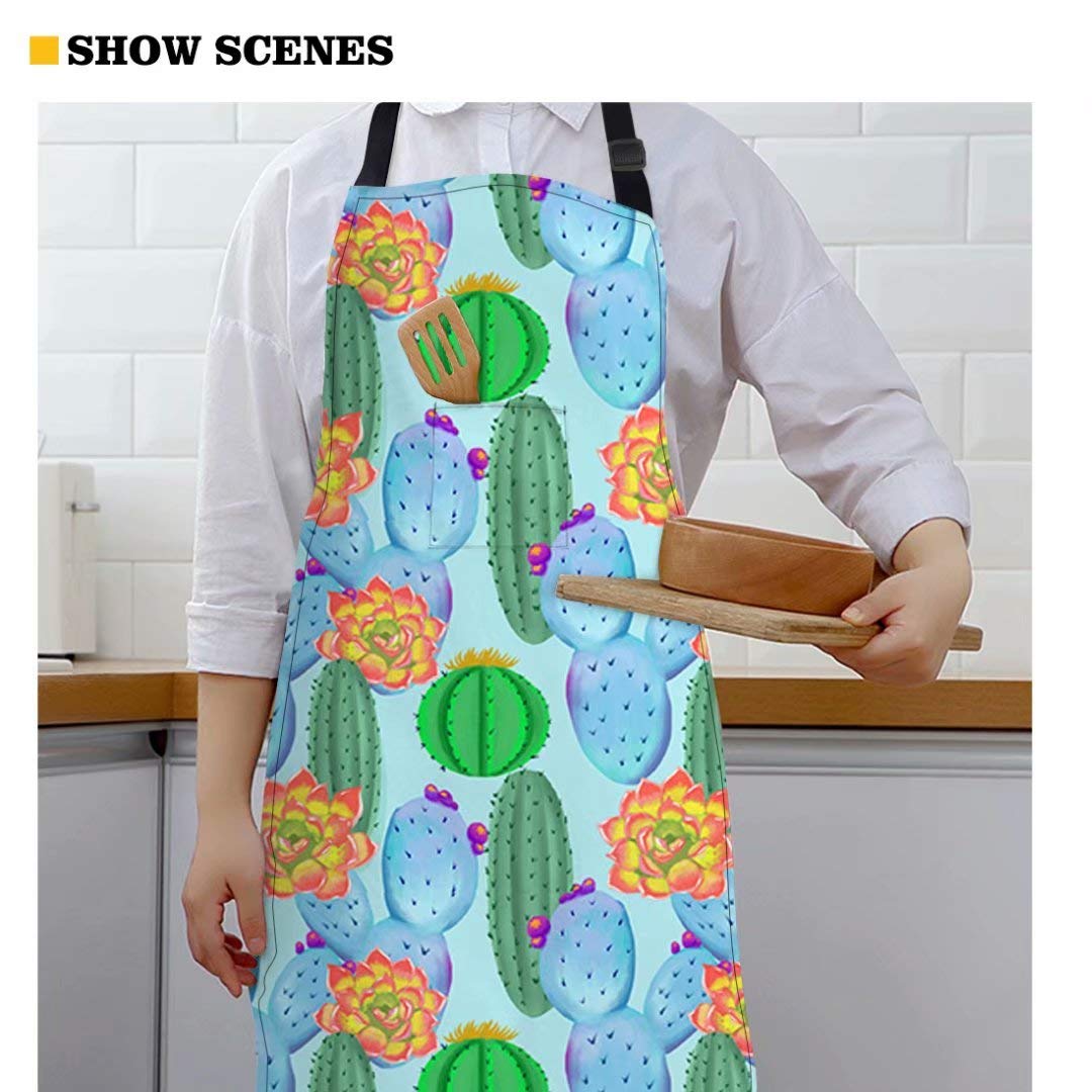Dellukee Kitchen Adjustable Bib Apron With Pocket Pug Printed Women Men Cute Durable Waterproof Aprons For Home Restaurant BBQ, 36" x 28.6"