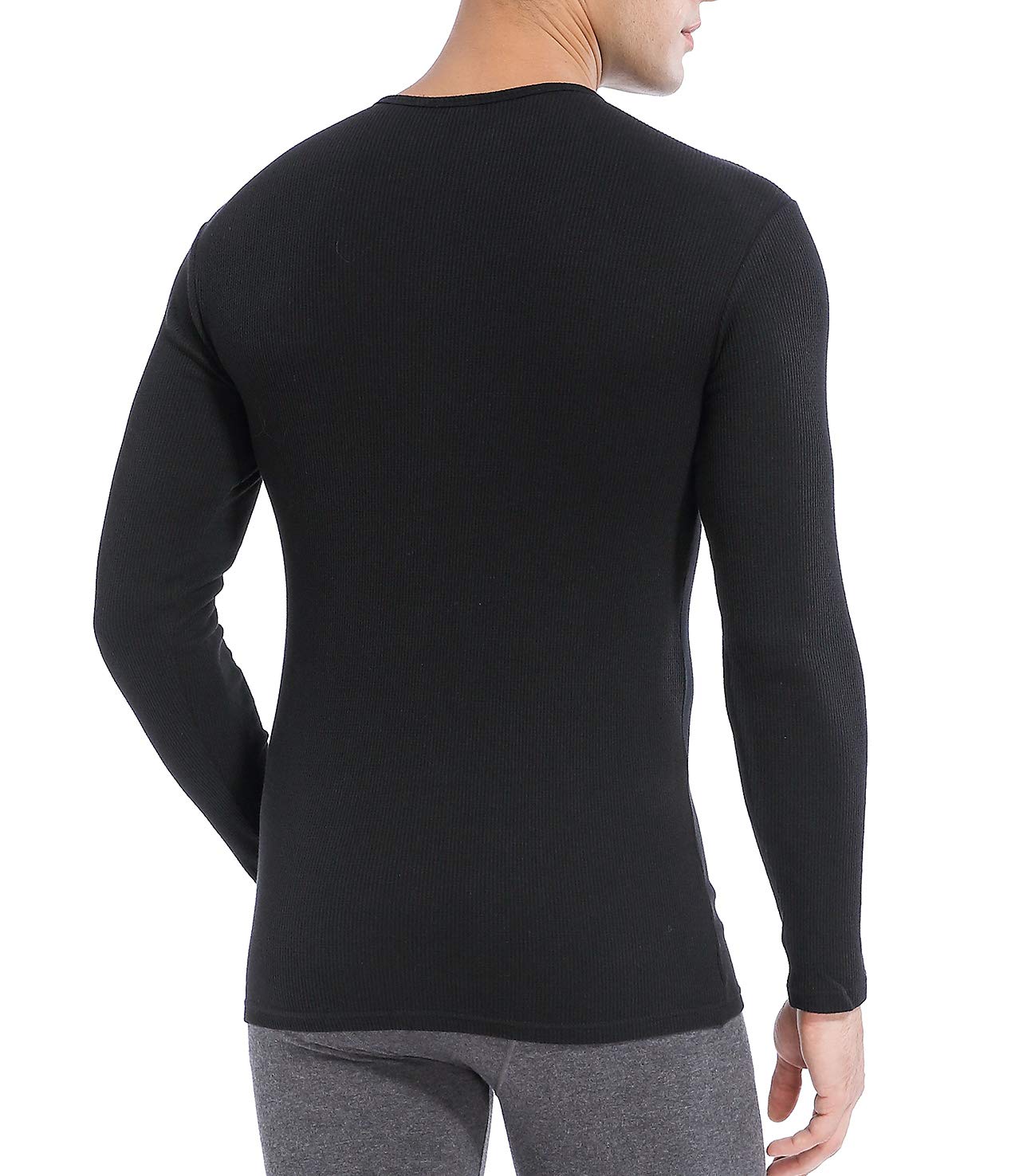 Comfneat Men's 2-Pack Thermal Long Sleeve Undershirt Waffle Knit Soft Comfy Crew Neck Underwear Top (Light Grey Melange + Navy 2-Pack, XL)