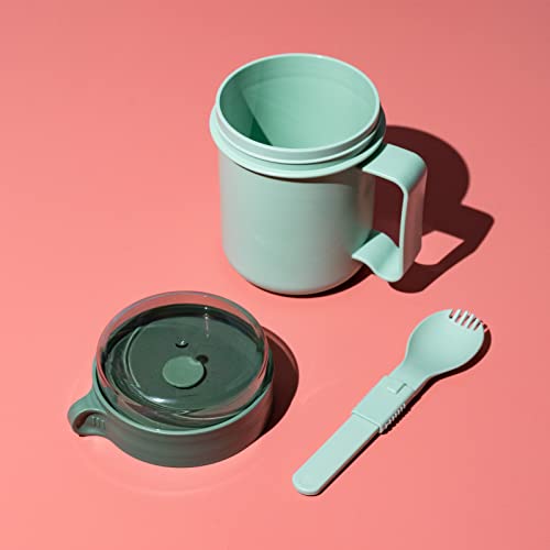 Chiir Microwave Soup Mugs with Lids, Microwave Safe Mug for Ramen Noodles, Soup, Beverages, 17.63 Ounces, Green