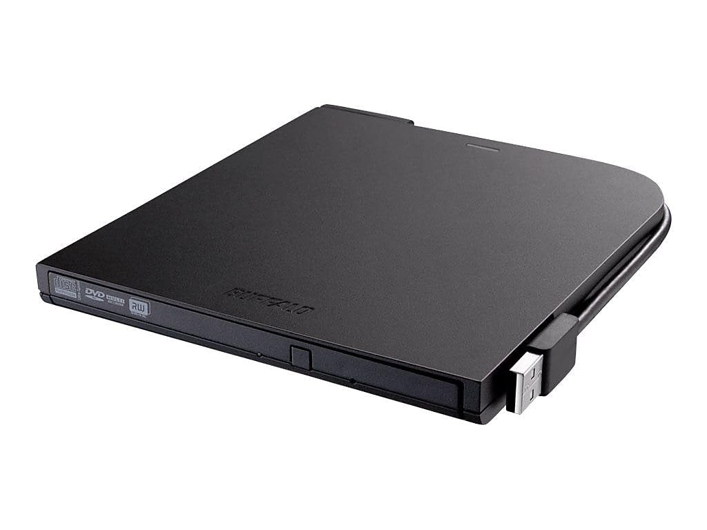 BUFFALO MediaStation Portable DVD Drive/External, Plays and Burns DVDs and CDs with USB Connection. M-DISC Support. Compatible with Laptop, Desktop P