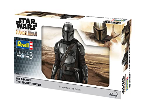 Revell 06784 Star Wars: The Mandalorian Din Djarin™ - The Bounty Hunter 1:9 Scale Unbuilt/Unpainted Plastic Model Kit with Diorama Base