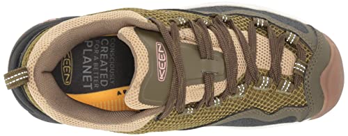 KEEN Women's Wasatch Crest Vent Breathable Hiking Sneakers, Olive Drab/Pink Icing, 7