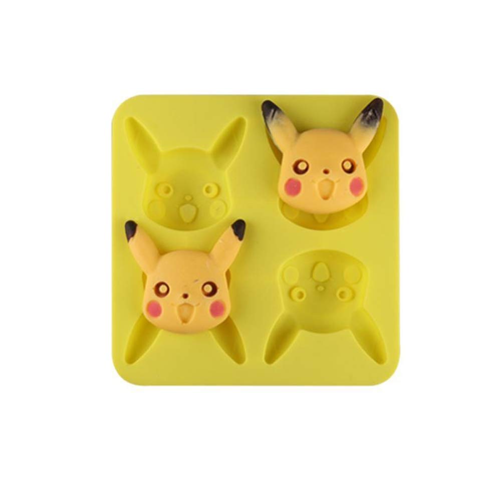 CUTIA 4-in-1 Silicone Pokemon Mousse Cake Mold, Pikachu Ice Pastry Mold Trays for Baking,Icing and DIY