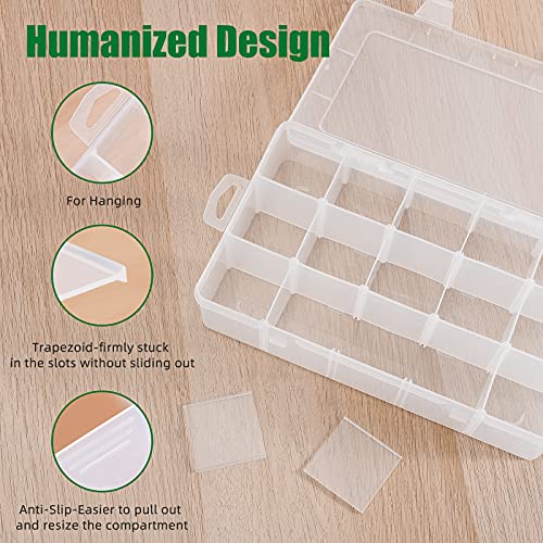 iBune 15 Grids Large Plastic Compartment Container for Washi Tape, Bead Storage Organizer Box Case with Removable Dividers for Jewelry Craft Tackles Tools, Size 11 x 7 x 2.3 in, White¡