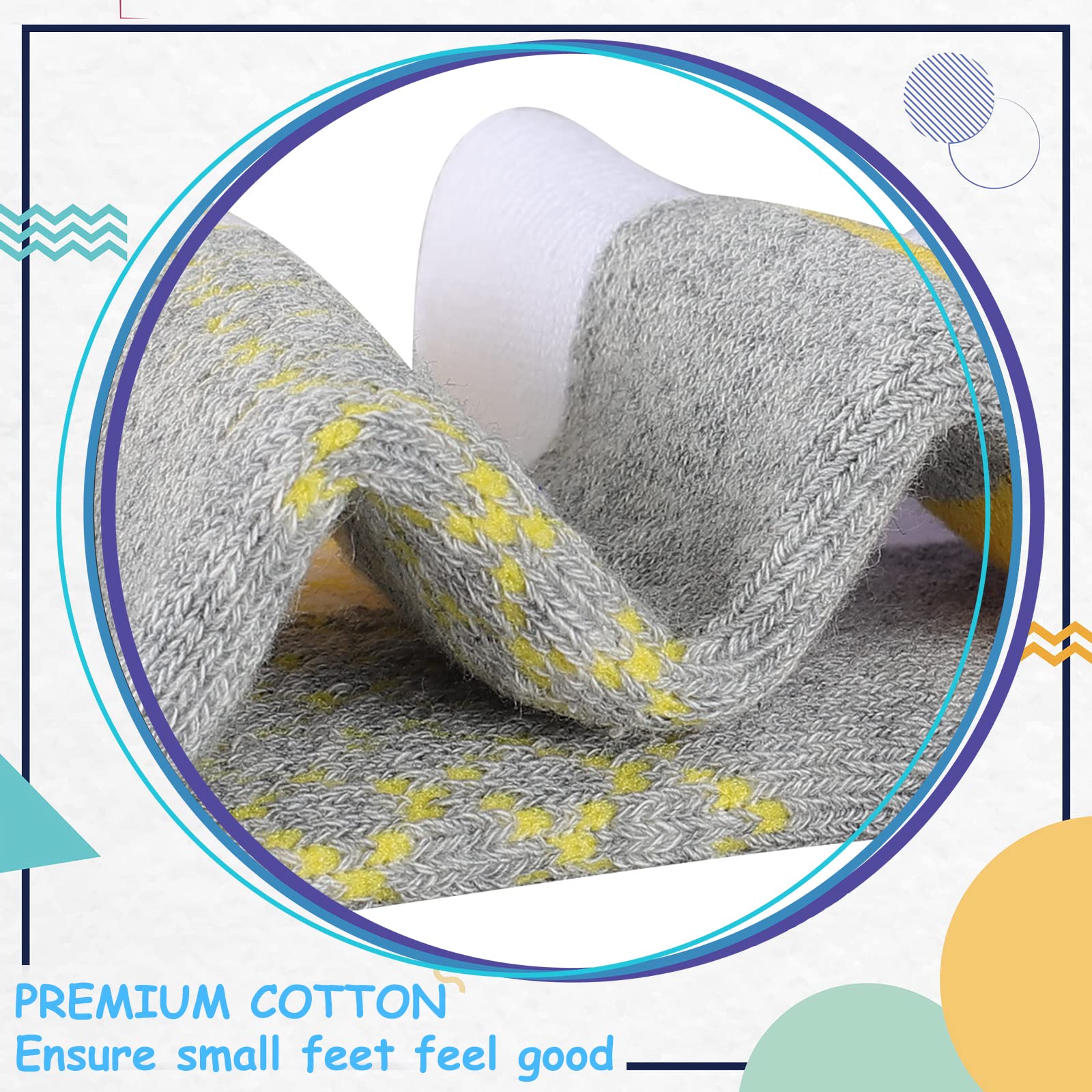 Comfoex Boys Crew Socks 8-10 6-8 4-6 Years Old Athletic Long Cotton Socks For Kids Half Cushioned Calf Socks 6 Pairs