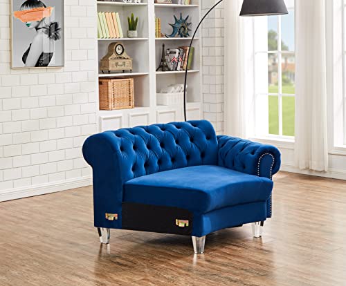 Legend Vansen Curved Modular Sofa Semi Circular Couch,Comfortable Velvet Upholstery,Living Room, Apartment, Bedroom Sectional, 138.6'', Blue