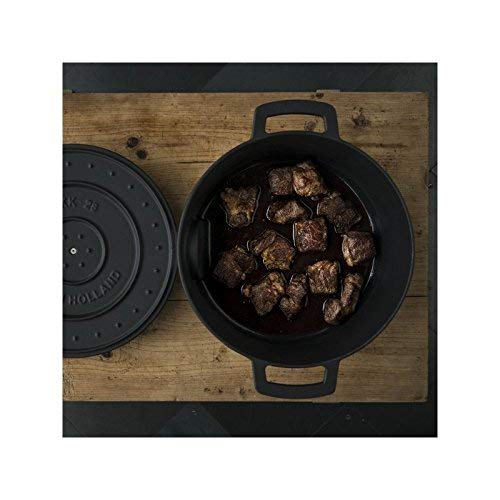 Combekk RAILWAY Recycled Enameled Cast Iron 4.25 Quart Dutch Oven w/ Thermometer, Black, 9.5"