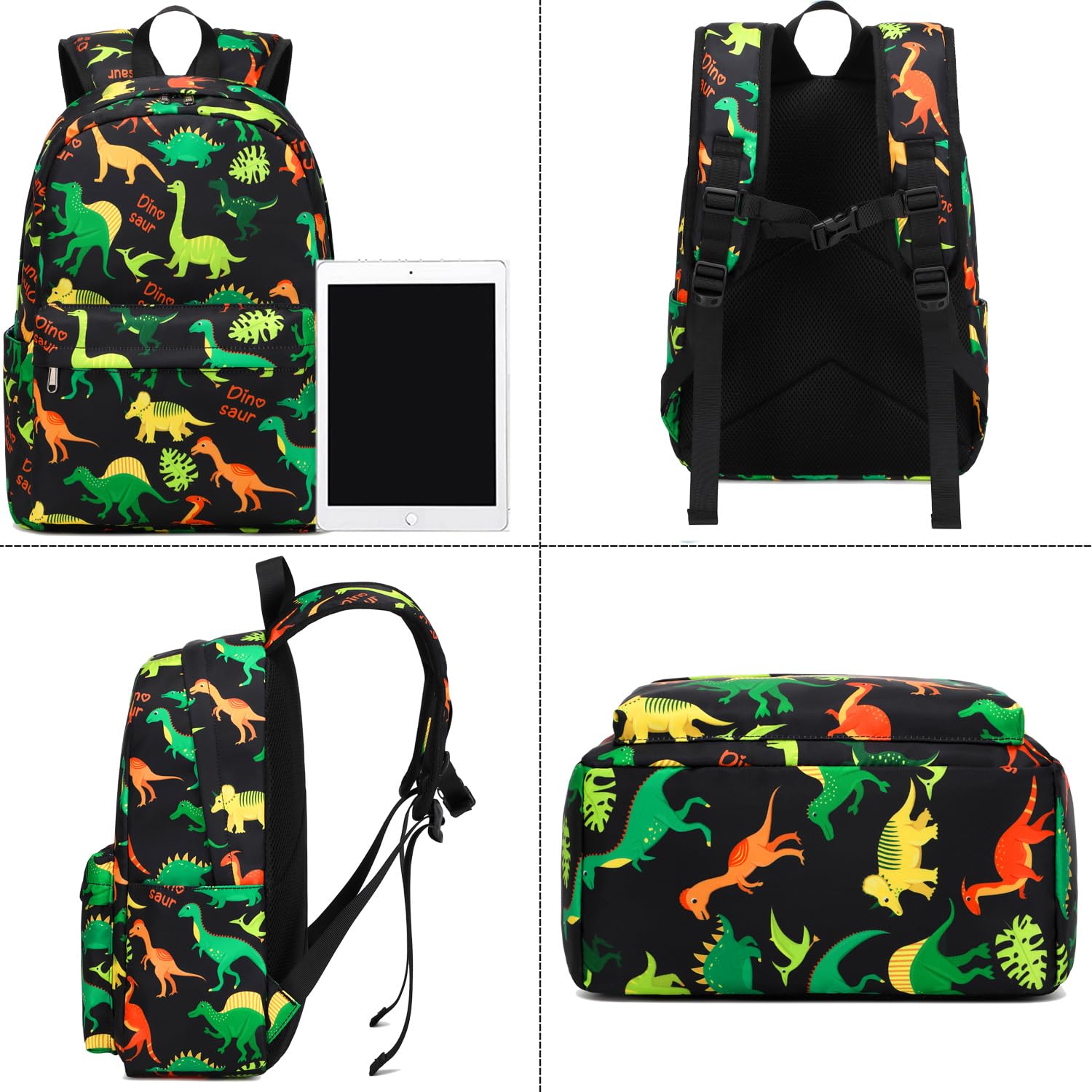 Boys Backpack Dinosaur Backpack for Boys Kids Dinosaur Backpack with Chest Strap Kindergarten School Bookbag Set with Lunch Box Pencil Case