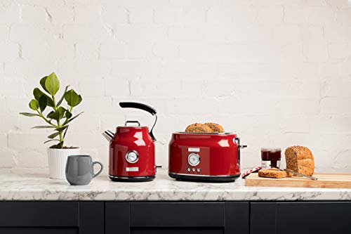 Haden Dorset Stainless Steel Electric Kettle - 1.7L (7 Cup) Tea Kettle with Auto Shut-Off and Boil-Dry Protection - Red
