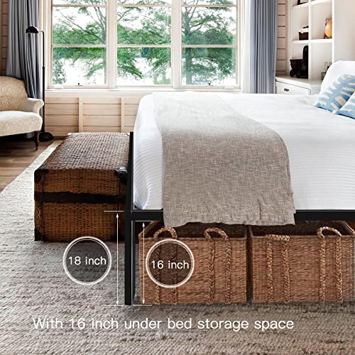 HAAGEEP 18 Inch High Platform California King Bed Frame with Storage Metal Cal Bedframe No Box Spring Needed Tall
