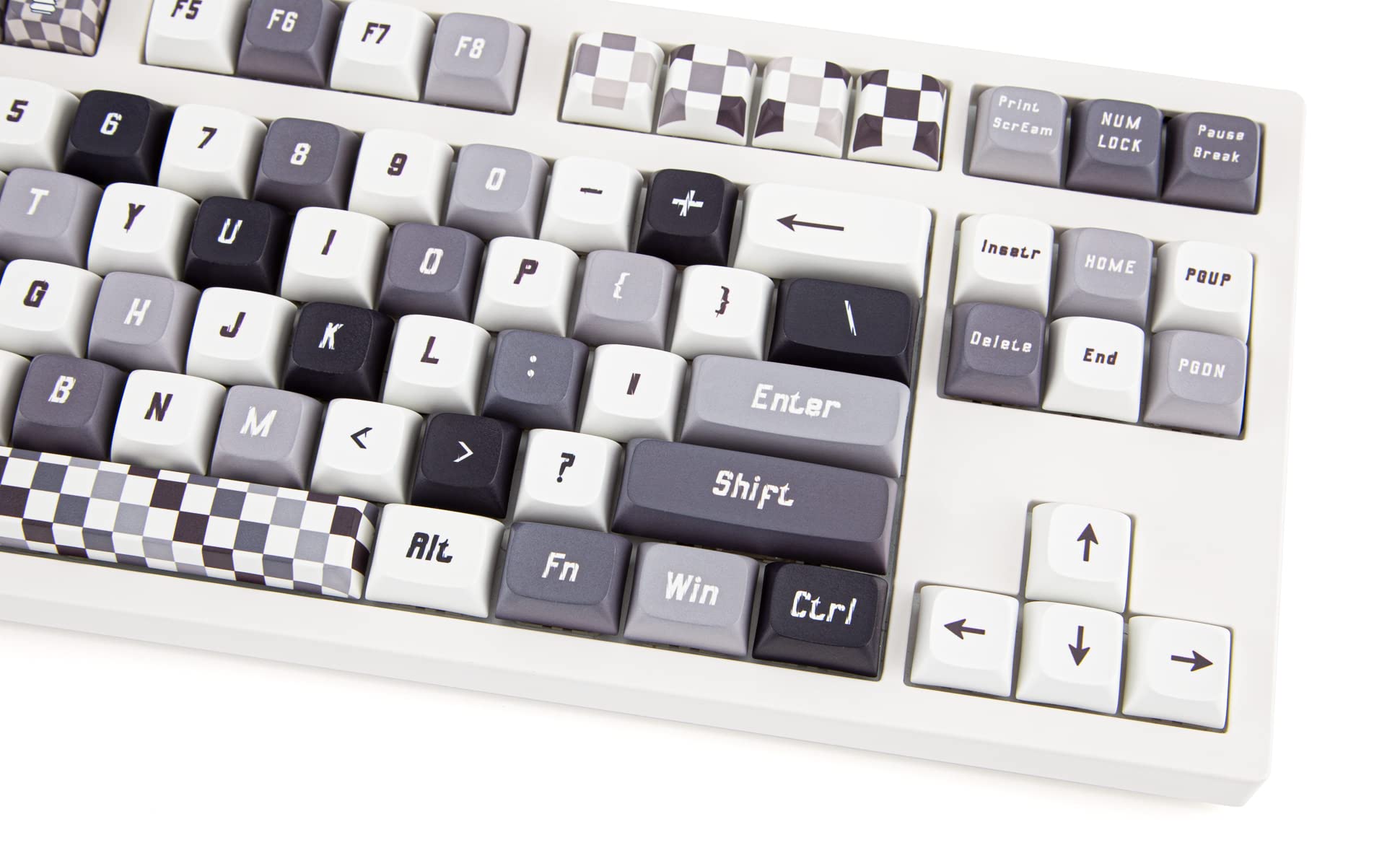 Custom 127 Keys XDA Profile PBT Dye Sublimation Keycaps Compatible with Mechanical Gaming Keyboards for Gateron Kailh Cherry MX Switches(Checkerboard)