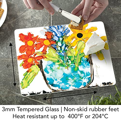 CounterArt Lovitude Decorative 3mm Heat Tolerant Tempered Glass Cutting Board 10β x 8β Manufactured in the USA Dishwasher Safe
